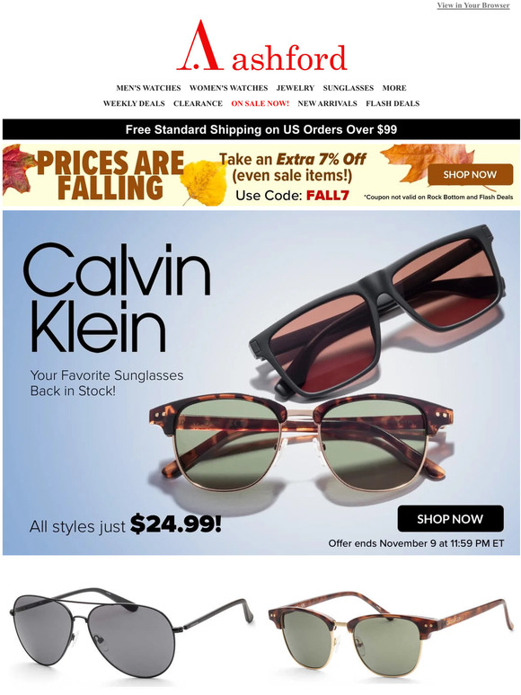 Ashford: CALVIN KLEIN & FJORD savings you can't afford to miss! | Milled