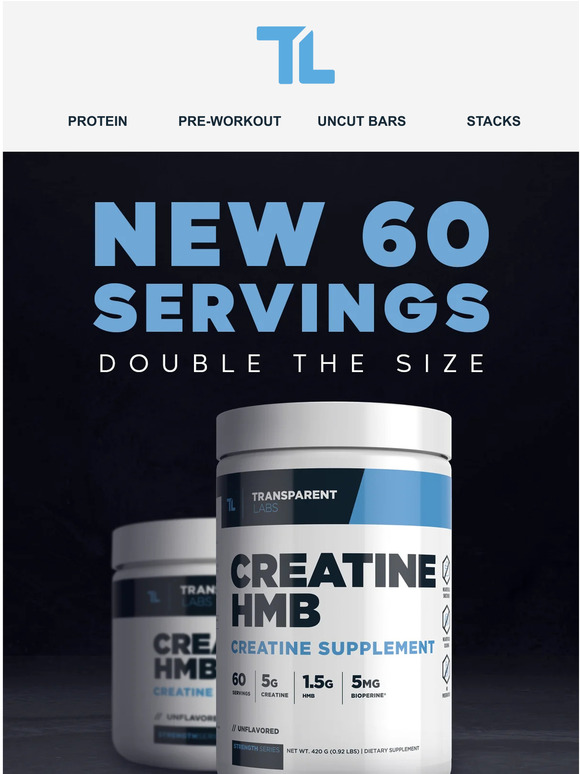 Transparent Labs: Creatine HMB Now Available in 60 Servings! | Milled
