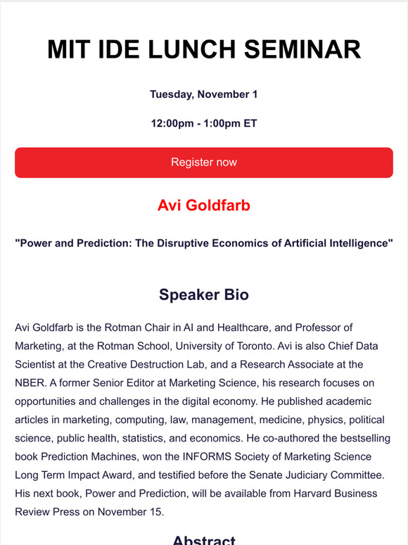 MIT Center for Digital Business: Invitation to attend Avi Goldfarb's ...