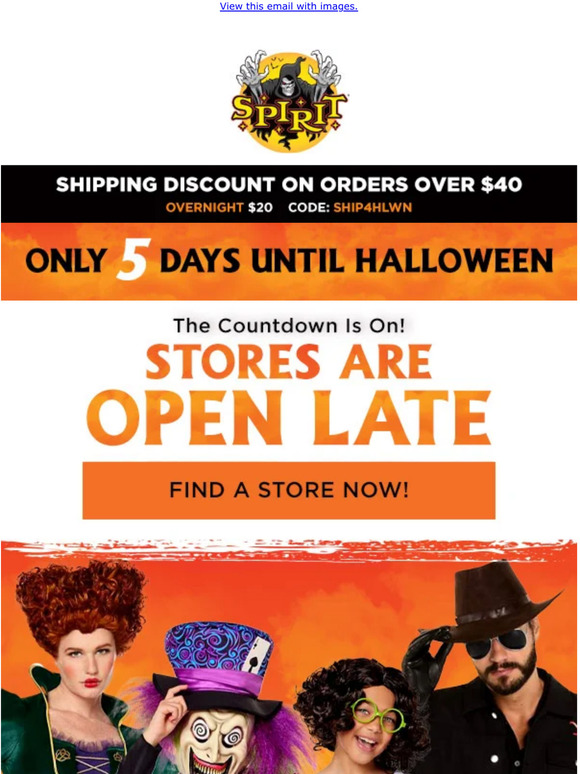 Spirit Halloween: 🚨 Spirit stores are open late! | Milled
