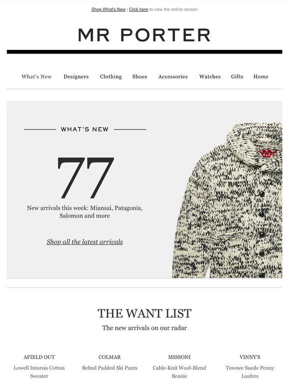 MR PORTER: ️ Inside: here’s what arrived today | Milled