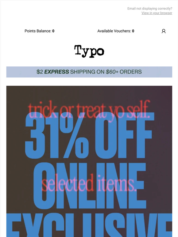 Typo Email Newsletters: Shop Sales, Discounts, and Coupon Codes