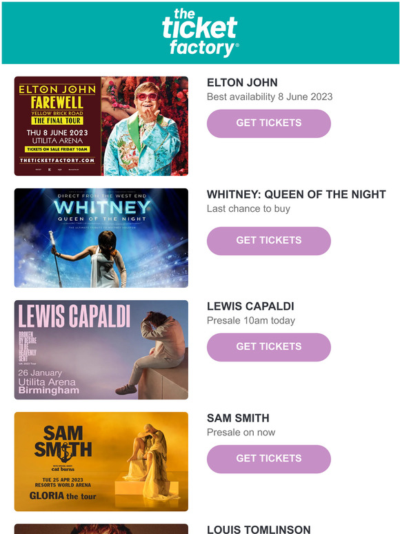 The Ticket Factory: Elton John, Whitney: Queen Of The Night, Lewis ...