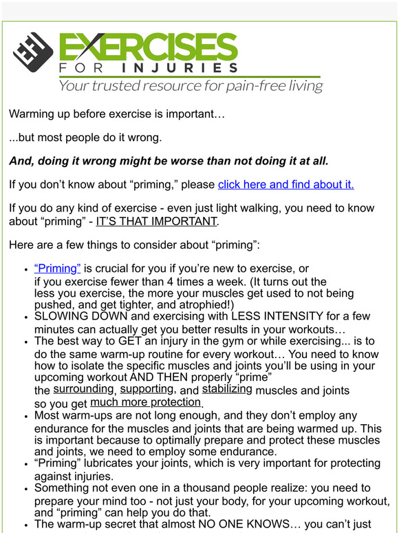 exercisesforinjuries: are you “priming” before you exercise? (you ...