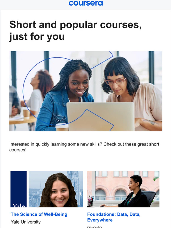 Coursera: Just for you: short courses | Milled