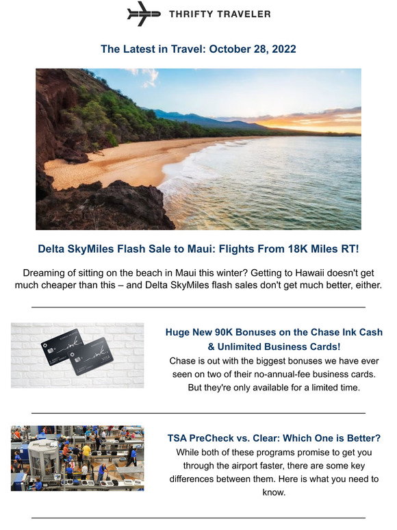 Thrifty Traveler: [Daily Beat] 🌴 How to Get to Maui for 18K SkyMiles ...
