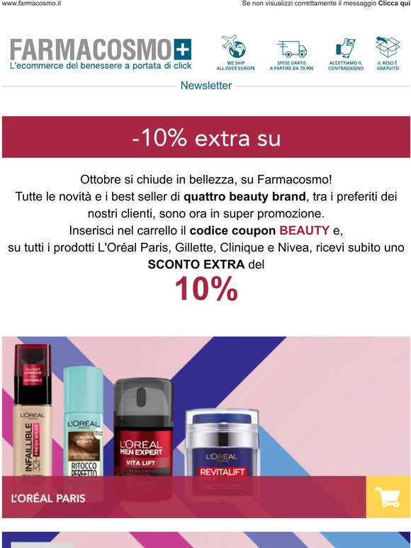 Farmacosmo: 🥰 -10% Extra su L'Oréal, Gillette, Clinique e Nivea | Milled