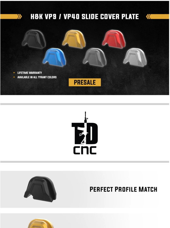 TyrantCNC: VP9/VP40 Slide Cover Plate // Now Available for Presale | Milled