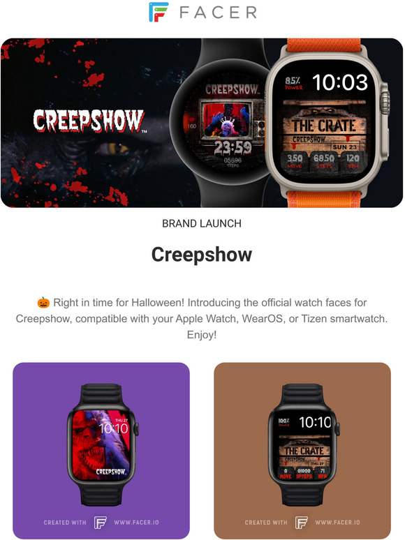 Facer: 💀 New Brand Release! Introducing the official Creepshow faces ...