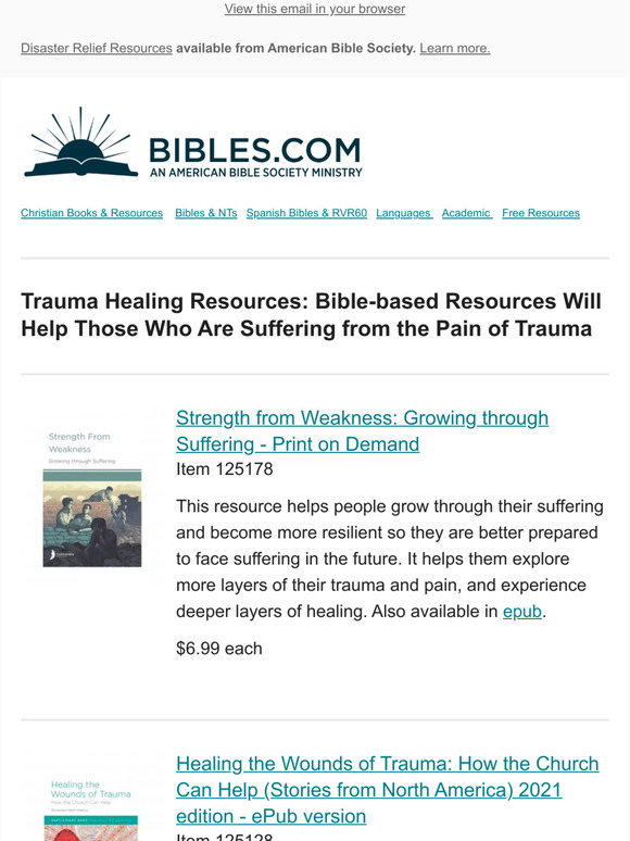 Bibles: Trauma Healing Resources: Bible-based Resources Will Help Those ...