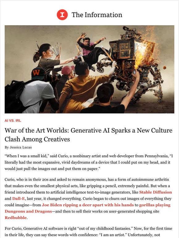 The Information: AI Art Sparks a Creative Culture War | Milled