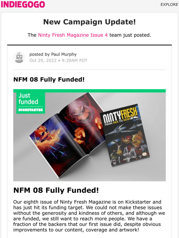 Indiegogo: 📢 Update #15 from Ninty Fresh Magazine Issue 4 | Milled