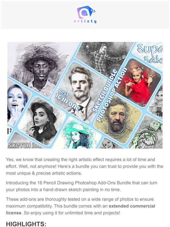 Artixty: The 16 Pencil Drawing Photoshop Add-Ons Bundle Is Here! | Milled
