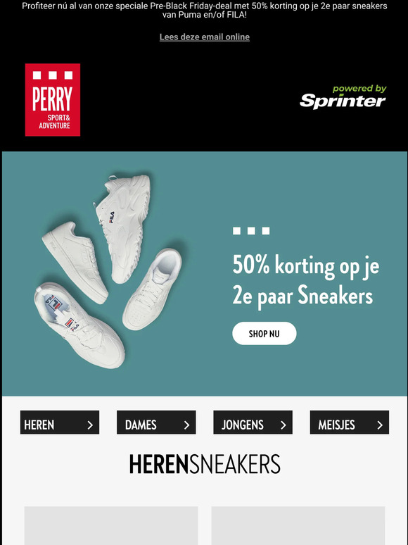 Perry Sport: 50% korting op je tweede paar sneakers! 🤩 | Milled