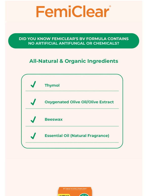 FemiClear: Our BV formula is all-natural & organic | Milled