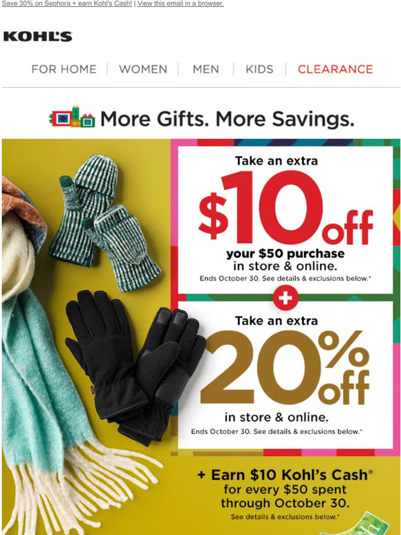 Kohl's: Take 20% off + $10 off 🛍️ Plus, shop the 3-Day Sale ... woohoo ...