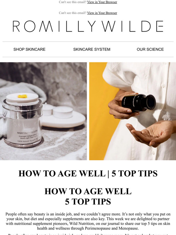 Romilly Wilde: 5 Tips On How To Age Well With Our Partner Wild Nutrition | Milled