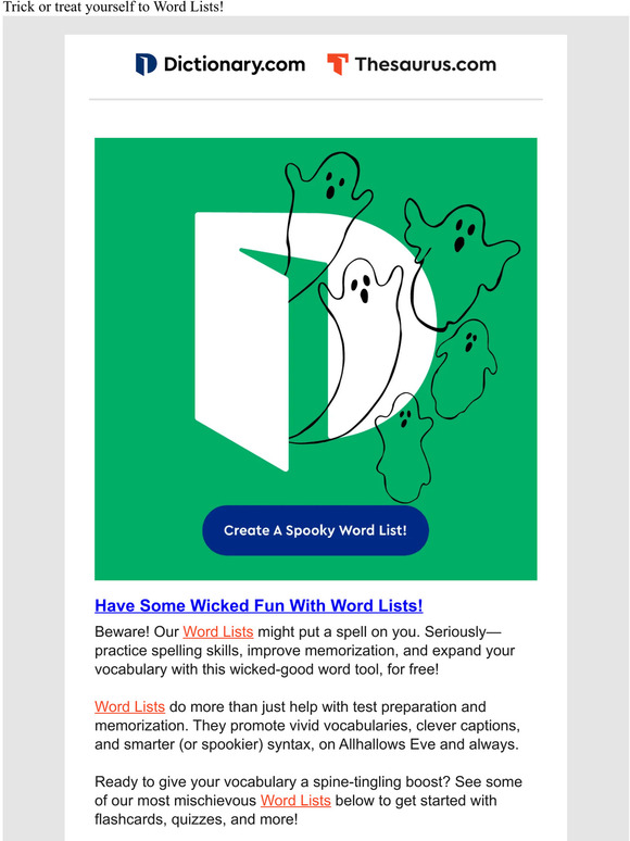 Dictionary.com: 🕷️ Trick Or Treat! Wicked Word Lists Just For You! | Milled