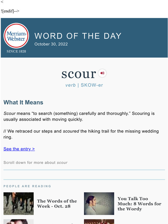 Merriam-Webster: Scour - plus, The Words of the Week - Oct. 28 | Milled