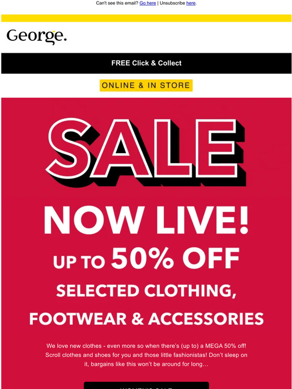 Asda George: Open for our MEGA up to 50% SALE! 📩 | Milled