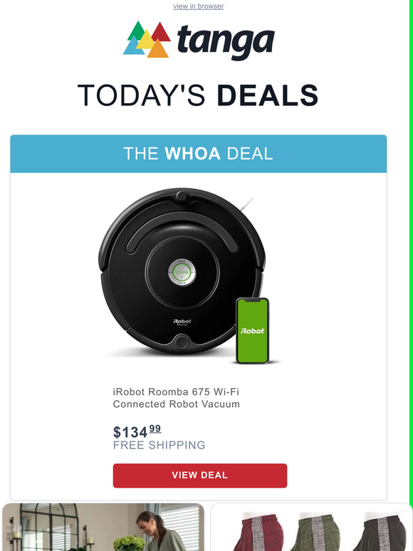 Tanga: iRobot Roomba 675 Wi-Fi Connected Robot Vacuum | Cleanica 360 2 ...