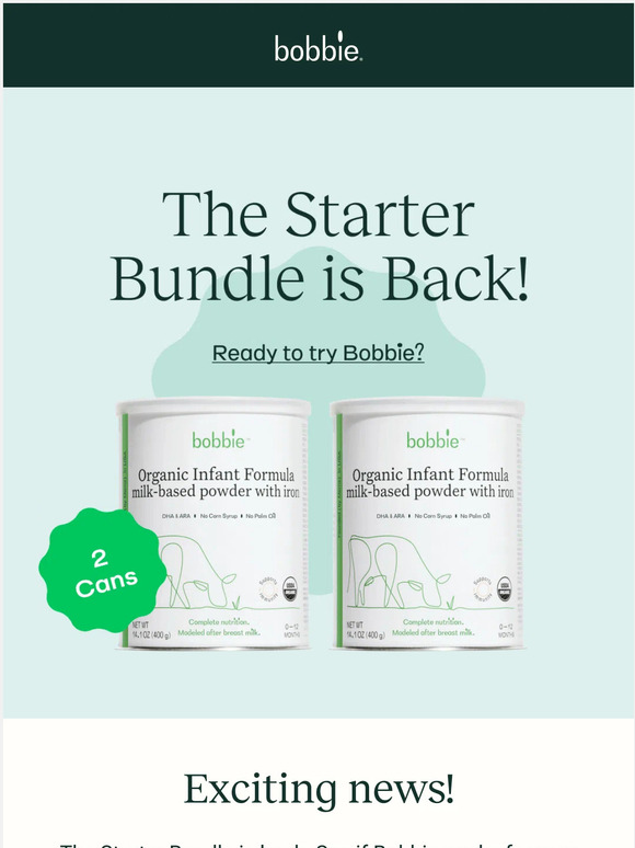 Bobbie: Try Bobbie with The Starter Bundle 💚 | Milled