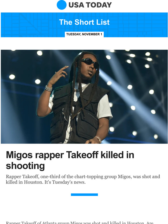 USA TODAY: Migos rapper Takeoff killed in shooting | Milled