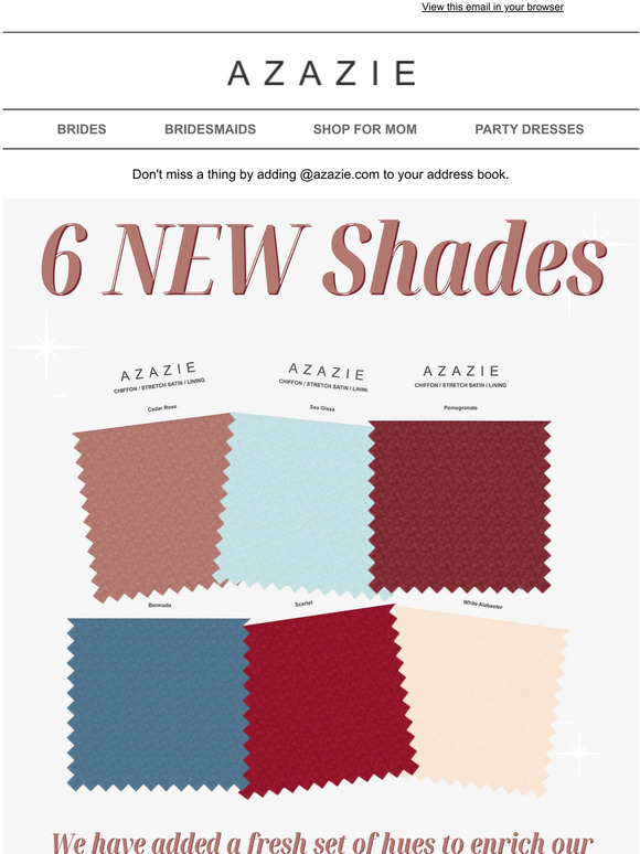 Azazie: BIG NEWS! We have new colors! 😱 | Milled