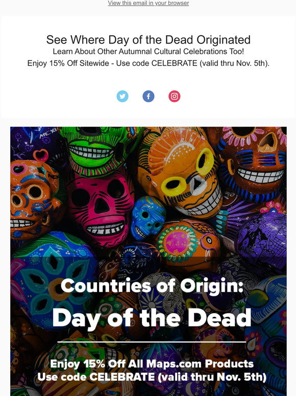 Maps: Countries of Origin: Day of the Dead & 15% Off | Milled