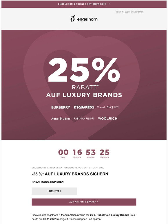 Engelhorn: Finale mit -25 % auf Luxury Brands!💜 | Milled