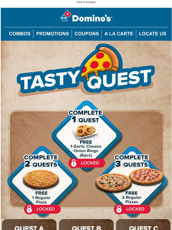 Domino's Pizza: Complete Tasty Quest, Unlock Tasty Rewards! | Milled