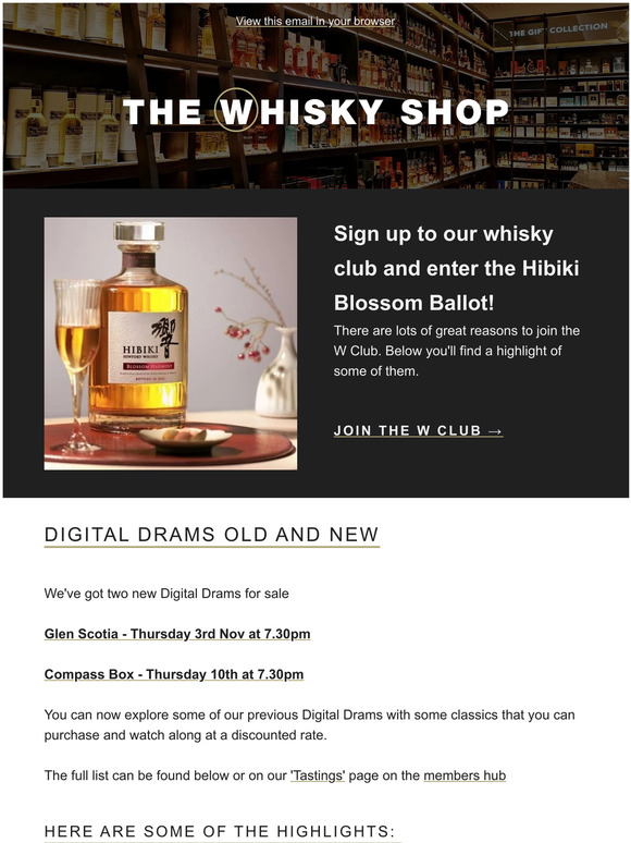 The Whisky Shop: Reasons to join the W Club this November | Milled