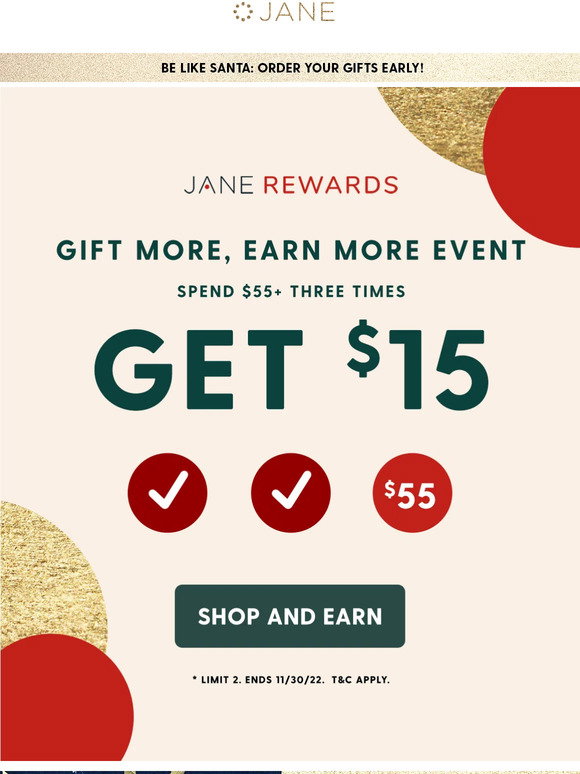 Jane: $15 is waiting! Just shop, save, repeat | Milled