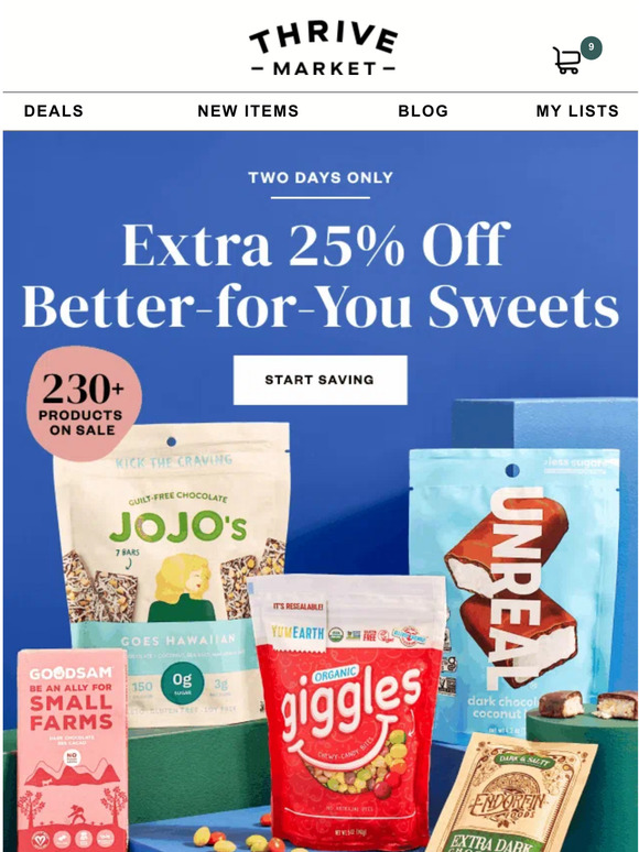 Thrive Market: EXTRA 25% off sweets starts today 🍫🍬 | Milled