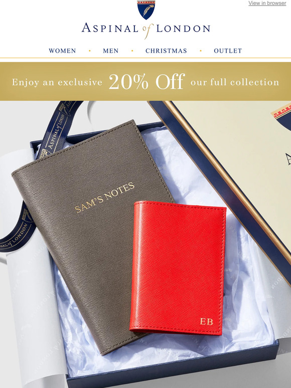 Aspinal of London: 20% Off Gift Guide: The Art of Personalisation | Milled