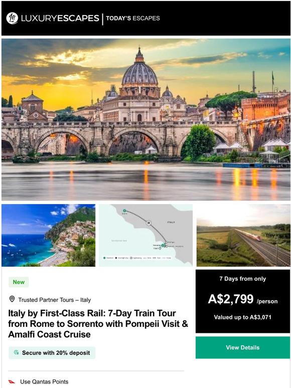 luxury escapes UK: Italy: First-Class Train Tour from Rome to Sorrento ...