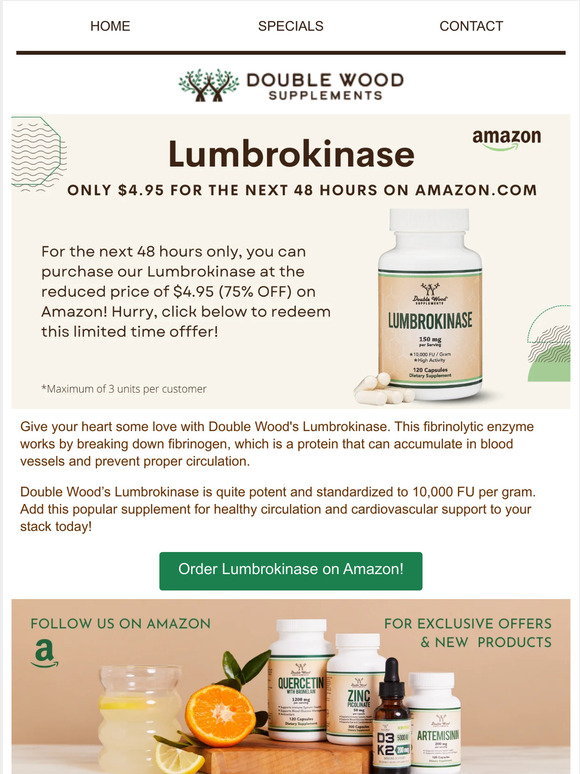 Double Wood Supplements: 48 HOURS ONLY: Get One Bottle Of Lumbrokinase ...