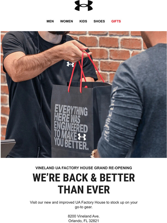 Under Armour: NOW OPEN: Vineland UA Factory Store 🎉 | Milled