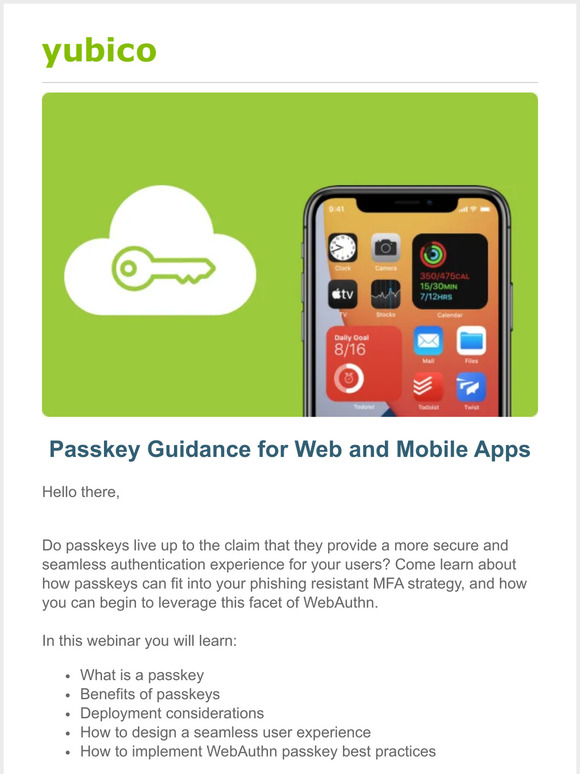 Yubico: [Webinar] Passkey Guidance for Web and Mobile Apps | Milled