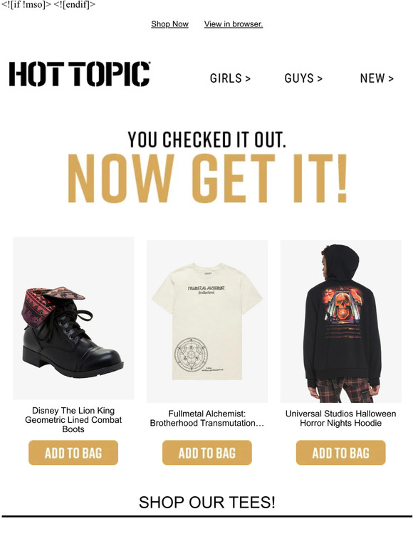 Hot Topic: That merch you were eyeing is going fast. | Milled