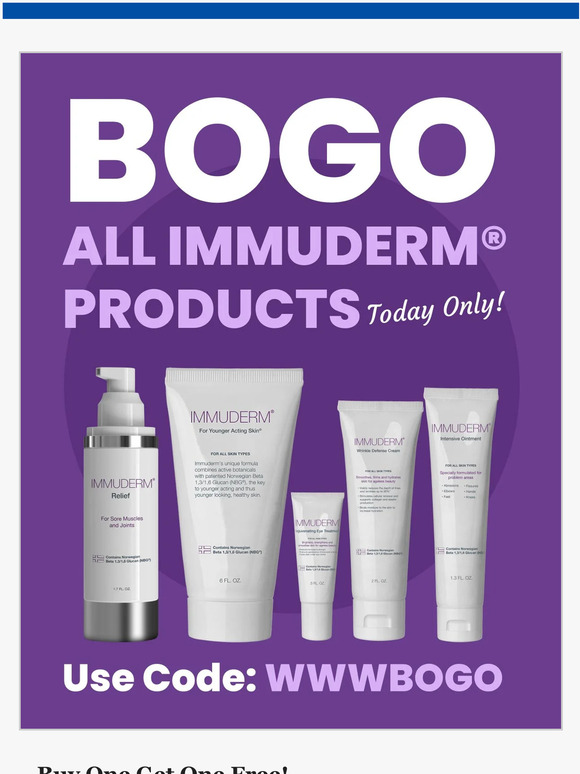 Immunocorp: All IMMUDERM® Products—Buy One Get One Free—Today Only | Milled