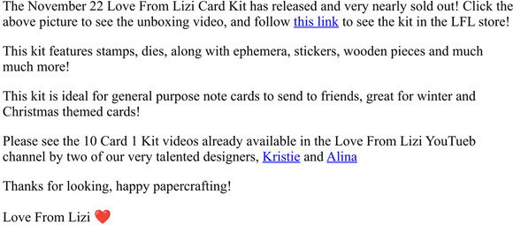 Love From Lizi: Last 5% remaining of the November 2022 Love From Lizi ...