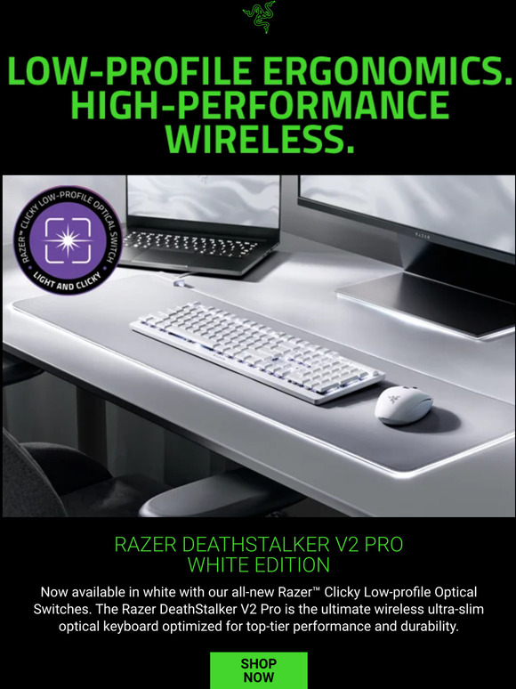 Razer Online Store: The Razer DeathStalker V2 Pro, Now in White | Milled