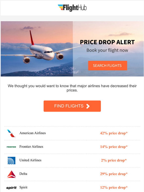 FlightHub: Price Drop Notification | Act Now | Milled