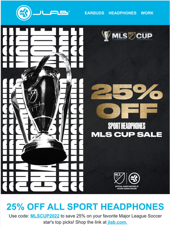JLab Audio (US): 25% Off to celebrate Major League Soccer ⚽Championship ...