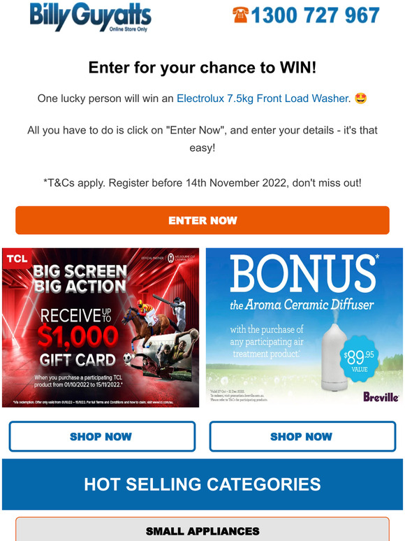 Billy Guyatts: WIN an Electrolux 7.5kg Front Load Washer! | Milled