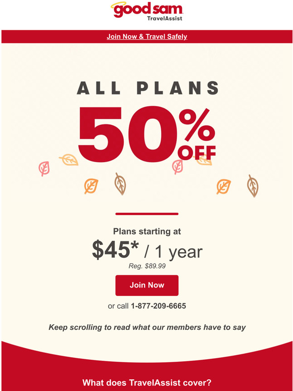 Good Sam: TravelAssist SALE! Save 50% today! | Milled