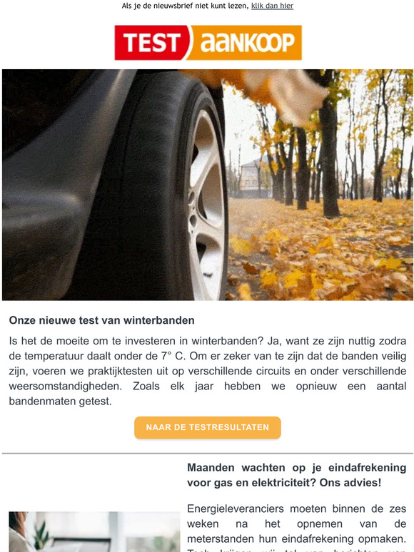 Test Aankoop: Onze nieuwe test van winterbanden, vertraging slotfactuur ...