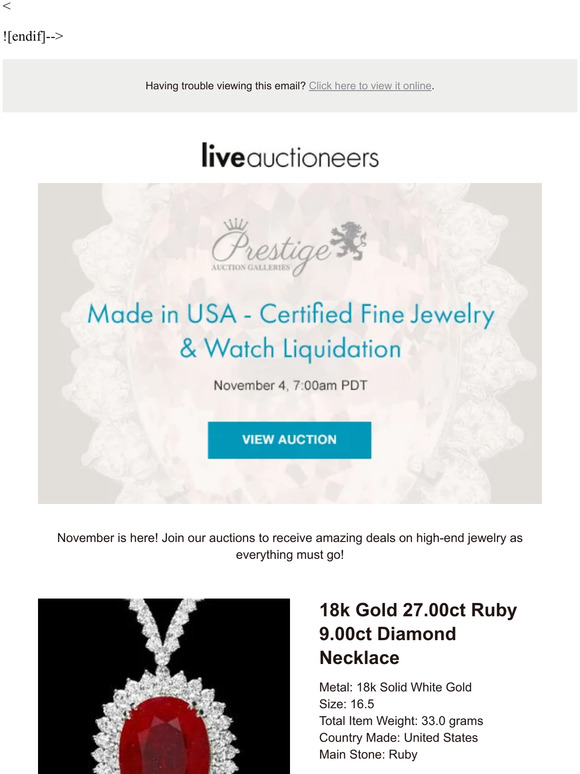 LiveAuctioneers: Prestige Auction Galleries | Made in USA - Certified ...