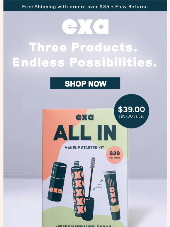 Exa Beauty: Three EXA-ssentials. One Kit.—No Wrapping Required. | Milled